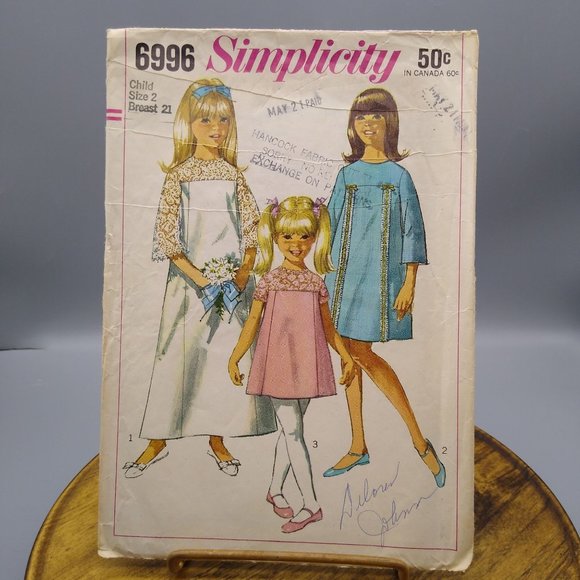 Simplicity | Office | Vintage Sewing Pattern Simplicity 6996 Child Girl ...